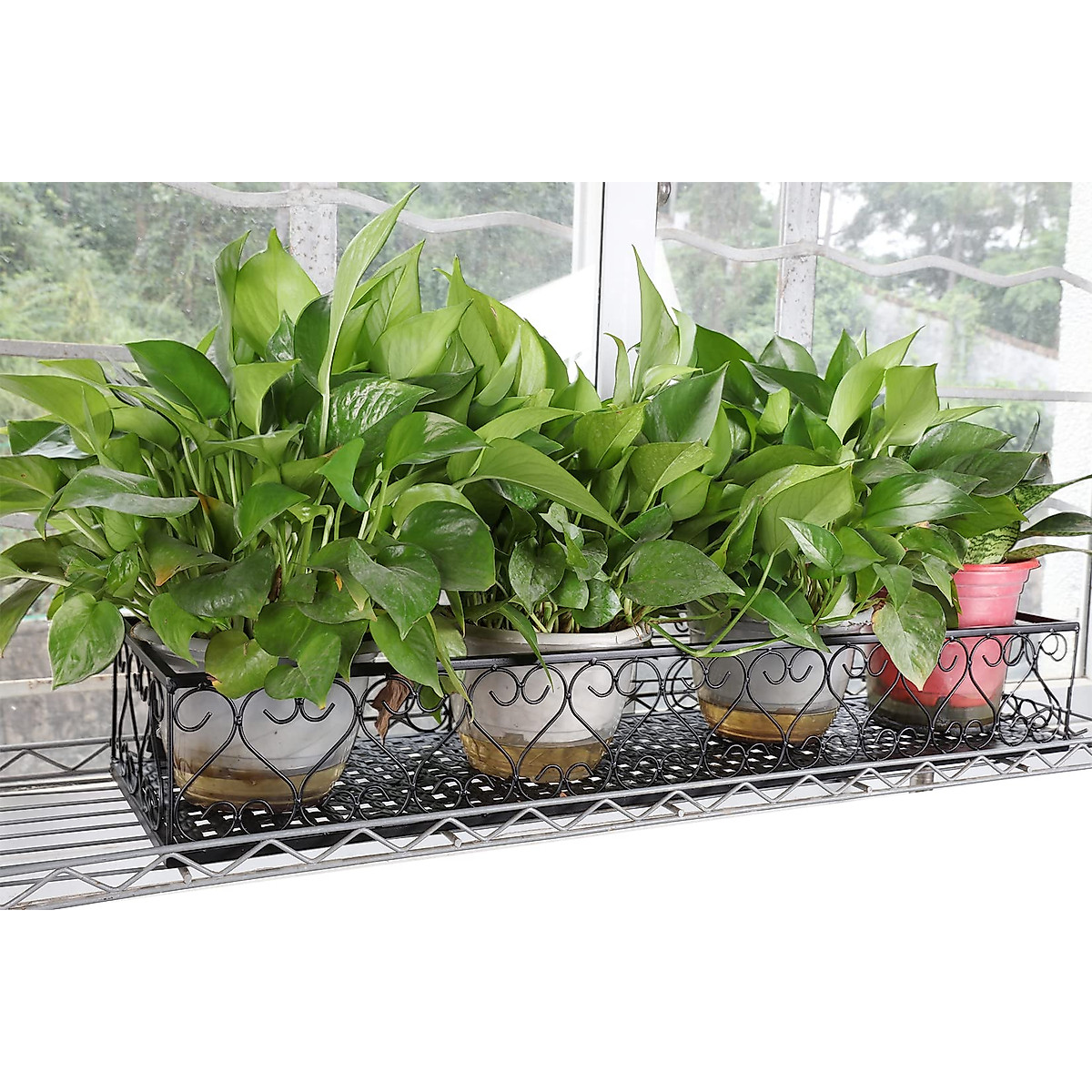 Hanging Balcony Railing Shelf Flower Pot Holder Metal Plant Stand