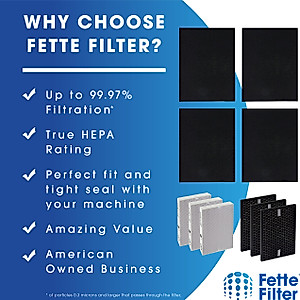 Fette Filter - Air Purifier Replacement True HEPA Filter Kit Compatible with Honeywell InSight Air Purifiers Model HPA5300B HPA5350 & PowerPlus HPA3300 HRF-R3, HRFSC1 Filter S HRF-A300