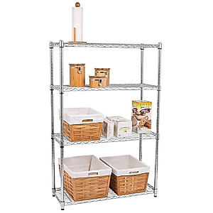 LEGENDARY-YES 4 Tier Layer Chrome Shelf - 36"x14"x48" Easy Assembly Steel Wire Metal Shelving Rack