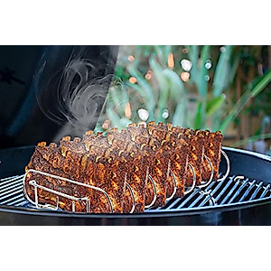 Large Rib Rack for Smoking - 6 Slots Rib Racks for Grilling - Easy to Use and Clean BBQ Rib Rack for Grill - Premium Durable Rib Rack Stainless Steel