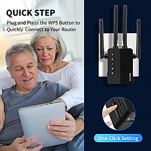Asnrc WiFi Extenders Signal Booster for Home,Cover Up to 9882 Sq.ft & 45 Devices,5G 1200Mbps Dual Band WiFi Booster Repeater,Internet Booster,Ethernet Port & Access Point,Easy Setup