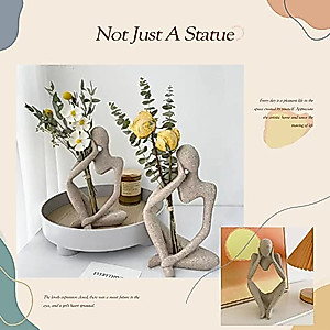 UMYTH Thinker Statues Set of 3, Sandstone Resin Thinker Statue Ornaments, Abstract Style Sculpture Statue Collectible Figurines for Home Decor/Office/Bookshelf/Desktop/Decorations