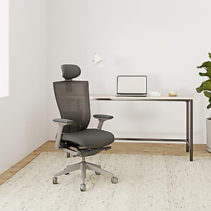 SIDIZ T50 Ergonomic Home Office Chair : High Performance, Adjustable Headrest, 2-Way Lumbar Support, 3-Way Armrest, Forward Tilt, Adjustable Seat Depth, Ventilated Mesh Back, Cushion Seat (Gray)