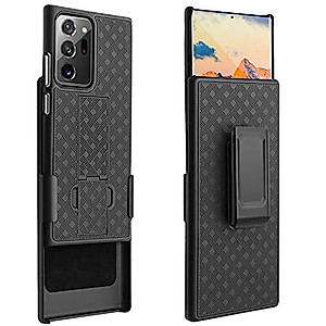 Samsung Note 20 Ultra Case, Fingic Note 20 Ultra Holster Case Combo Shell Slim Rugged Case with Built-in Kickstand Swivel Belt Clip Holster Shockproof Cover for Samsung Note 20 Ultra 6.9 inch, Black
