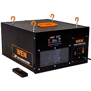 WEN 3410 3-Speed Remote-Controlled Air Filtration System, Basic w/RF Remote (400 CFM), Black & AF9165C 5-Micron Activated Carbon Outer Air Filter, Two Pack For 400 CFM Air Filtration Systems, Black