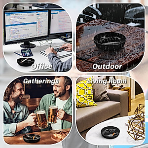 Monoture Ash Tray Outdoor Ashtray for Patio、Home、Office Use,Cool Plastic Ashtrays for Cigarettes, Home Ashtrays With 5 Cigarette Ports,ashtray for outside-4 Pack Black