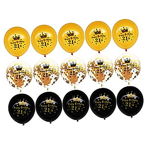 jojofuny 15pcs Birthday Balloons Gold Number Balloons Garland Decor Black Balloons Birthday Party Backdrop Latex Number Birthday Party Balloons Garland Decorative Balloons Set Wreath