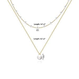 Partm Pearl Necklace for Women Layered Trendy 14K Gold Plated Dainty Pearl Pendant Choker Set Handmade Pearl Gold Necklace Stack Simple Cute Jewelry Gifts for Women