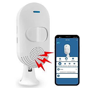 Smart Wi-Fi Motion Sensor Detector Alarm Wireless Home Security System, PIR Motion Detector Alarm Built in a Alarm Siren No Hub Required Smart Life App Control Compatible with Alexa & Google Home