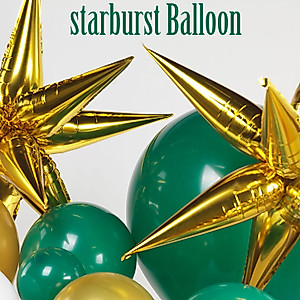 Hunter Green and Gold Balloon Garland Arch Kit 129PCS dark emerald green white with mylar star balloons for Wild One Birthday Party Baby Shower Jungle Party Supplies Decorations