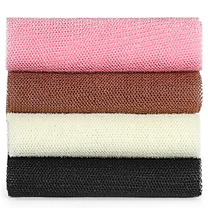 African Exfoliating Net,JASSINS African Sponge Net,Body Exfoliating Long Net Shower Body Scrubber Back Scrubber Skin Smoother (4 Pieces)