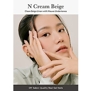 ohora Semi Cured Gel Nail Strips (N Cream Beige) - Works with Any Nail Lamps, Salon-Quality, Long Lasting, Easy to Apply & Remove - Includes 2 Prep Pads, Nail File & Wooden Stick - Beige