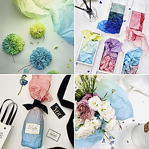 Bolsome 100 Sheets Pink-Blue Gradient Tissue Paper Bulk, Pastel Turquoise Wrapping Tissue Paper Sheets for Christmas Birthday Baby Showers Wedding Thanksgiving Gift Wrapping DIY Crafts Arts, 20 x 14"