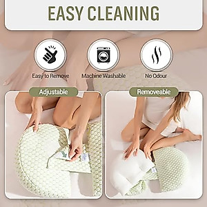 Smoochie Pregnancy Wedge Pillows for Side Sleeping, Prenatal Pillow and Pregnancy Belly Pillow, Pregnancy Leg Pillow, Best Maternity Pillows and Pregnancy Pillow Back Support (Green, Small)