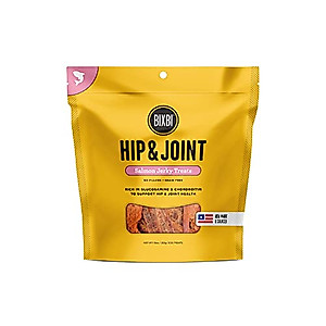 BIXBI Hip & Joint Support Salmon Jerky Dog Treats, 10 Oz - USA Made Grain Free Dog Treats - Glucosamine, Chondroitin For Dogs - High In Protein, Antioxidant Rich, Whole Food Nutrition, No Fillers