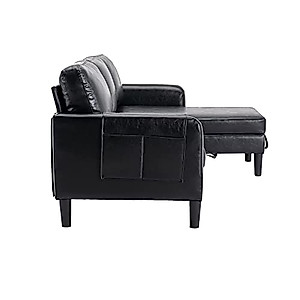 Eafurn 3 Seater Sectional Chaise Lounge and Storage,L Shaped Convertible Pull Out Bed,Comfy Velvet Upholstery Corner Sofa & Couches Button Tufted Living Room Furniture Sets, Black Soft 72.44"