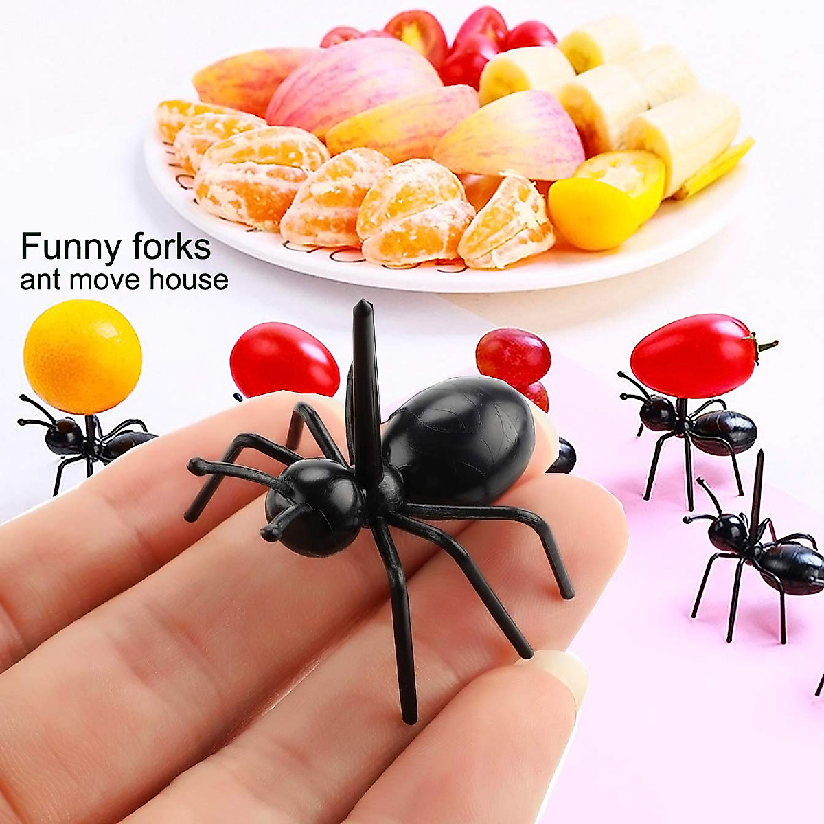 [24 Pack] Ant Food Picks Reusable Fruit Dessert Fork - Pinowu Ant Toothpicks Animal Appetizer Forks for Snack Cake Dessert with Gift Box