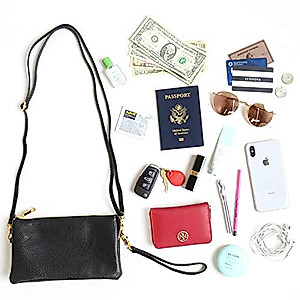 RIAH FASHION Convertible Vegan Leather Wallet Purse Clutch - Small Handbag Phone/Card Slots & Detachable Wristlet/Crossbody (Pebbled - Orange)