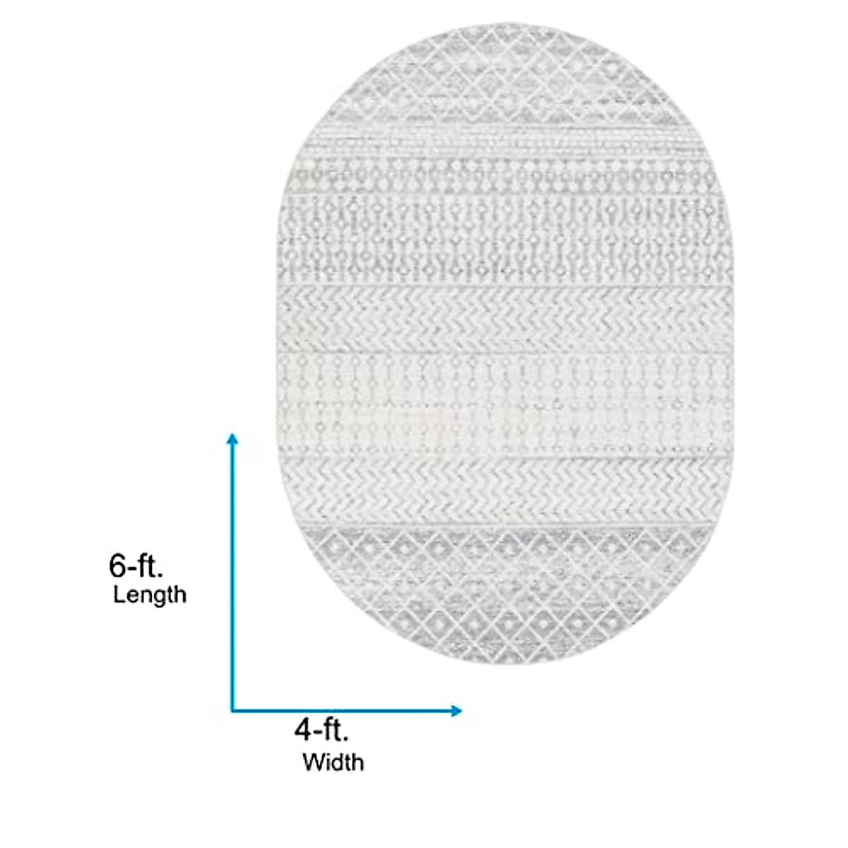 Artistic Weavers Chester Boho Moroccan Area Rug,4' x 6' Oval,Grey