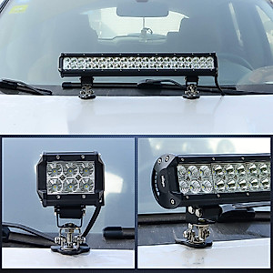 Nilight LED Light Bar Mounting Bracket 2PCS Universal Adjustable Pillar Hood Led Work Light Mount Bracket Clamp Holder for Off Road Truck SUV Installing Without Drilling