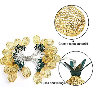 20LED Solar String Lights Outdoor, 16ft Metal Pineapple Shape Solar Garden Light, Waterproof Solar Powered Hanging Light for Outdoor Garden Decoration Home Party Lamp