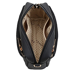 KKXIU Triple Zip Lightweight Small Crossbody Bags for Women Quilted Shoulder Purses and Handbags (Black) …