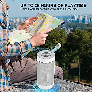 comiso Waterproof Bluetooth Speaker IPX7, 25W Wireless Portable Speakers Loud Sound Strong Bass Stereo Pairing 36 Hours Playtime, Bluetooth 5.0 Built in Mic for Calls White