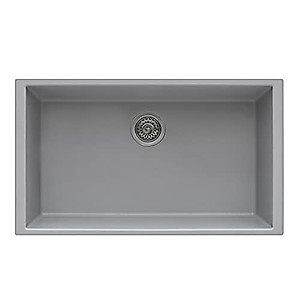 Ruvati 30 x 17 inch Granite Composite Undermount Single Bowl Kitchen Sink - Silver Gray - RVG2030GR