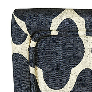 HomePop Upholstered Counter Height Barstool, 24-inch, Navy and Cream Geometric