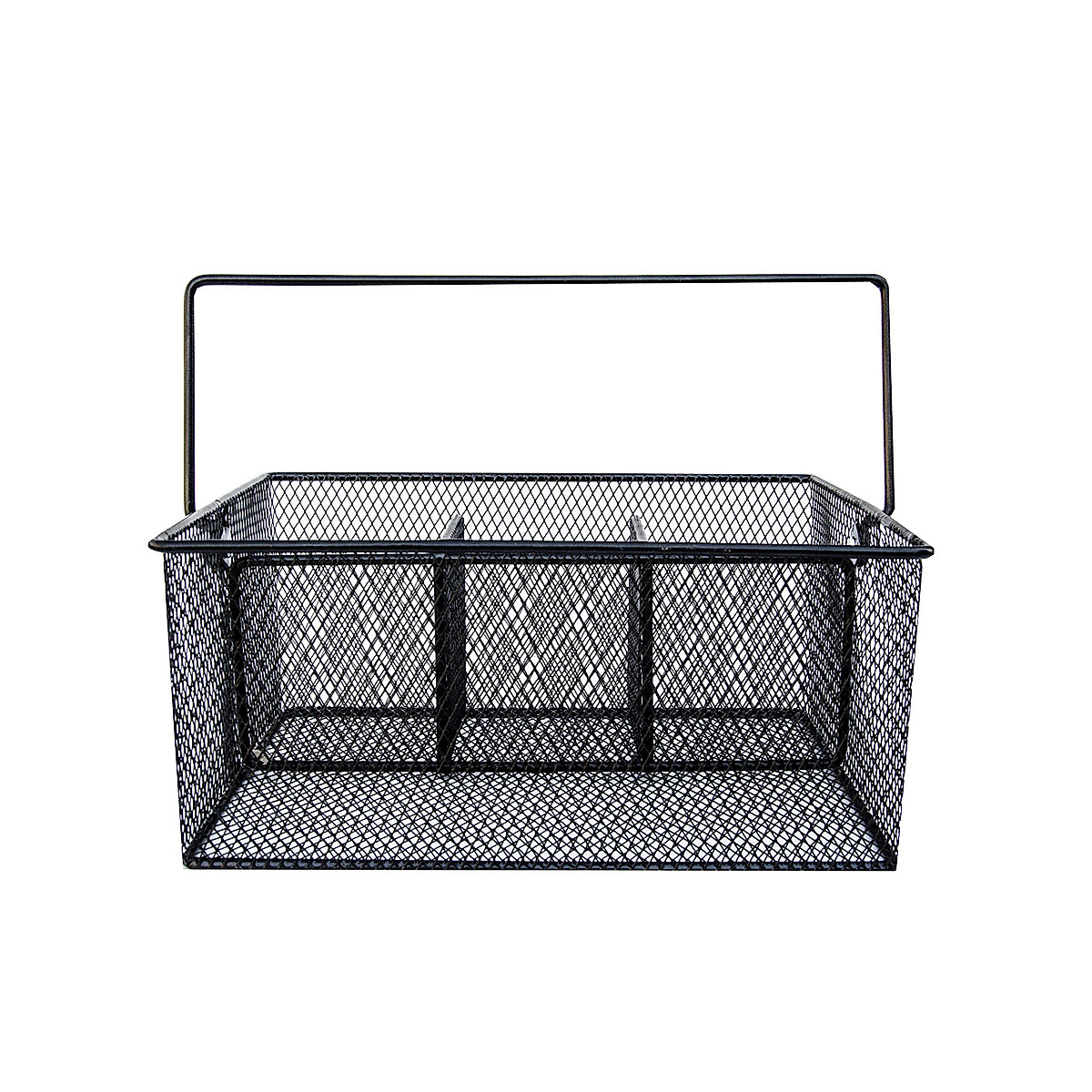 Maypes Utensil Caddy -Silverware Caddy for Parties, Spoon Holder, Buffet Organizer for Condiments, Napkin, Forks, Knives -Stainless Steel Flatware Caddy for Home, Picnics or Entertaining Evens (Black)