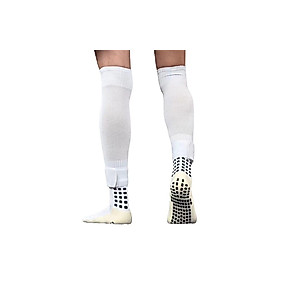 GRIP Soccer Socks with Shin Guard Sleeves & Straps | Durable and Comfortable Football Socks for Youth, Children, Girls & Adults | Non-Slip Fencing Socks for Training and Matches(White)