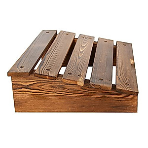 OwlGift 15-Inch Rustic Ergonomic Foot Stool for Under Desk at Work, Solid Brown Wood Footrest W/ Tilted Design, Angled Posture Support Stool W/ Slatted Design for Home, Office Chairs, PC Gaming