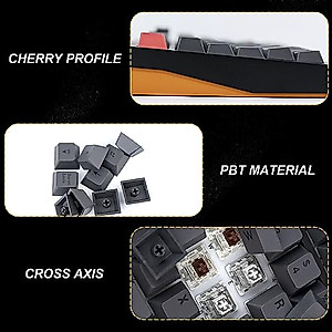 GEKUCAP 128 Keys Dark Grey Keycaps, Cherrr Profile PBT Customized Keycaps Set, Dye Sublimation Black and Grey Keycaps Fit for Any Cherry Mx Switches Gaming Mechanical Keyboard