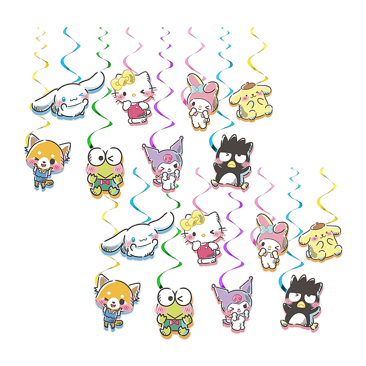 16Set Kawaii Hanging Swirls，Cute Birthday Party Decorations,Kawaii Anime Party Supplies