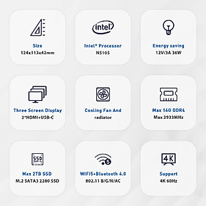 Beelink New 11th Intel 4 core N5105 Processor(up to 2.9GHz), Mini PC,Mini Computer with 16G DDR4 RAM/500GB M.2 SATA3 2280 SSD,Supports 4K FPS/Dual HDMI,WiFi5,BT4.0