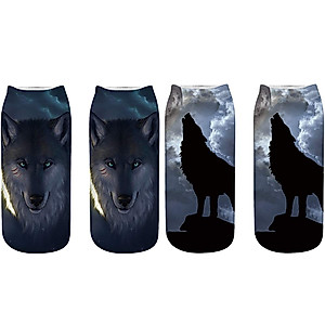 Angelteers 3D Wolf Ankle Socks Funny Animal Graphic Summer Short Socks for Boys (3D Wolf), Shoe Size: 3-7