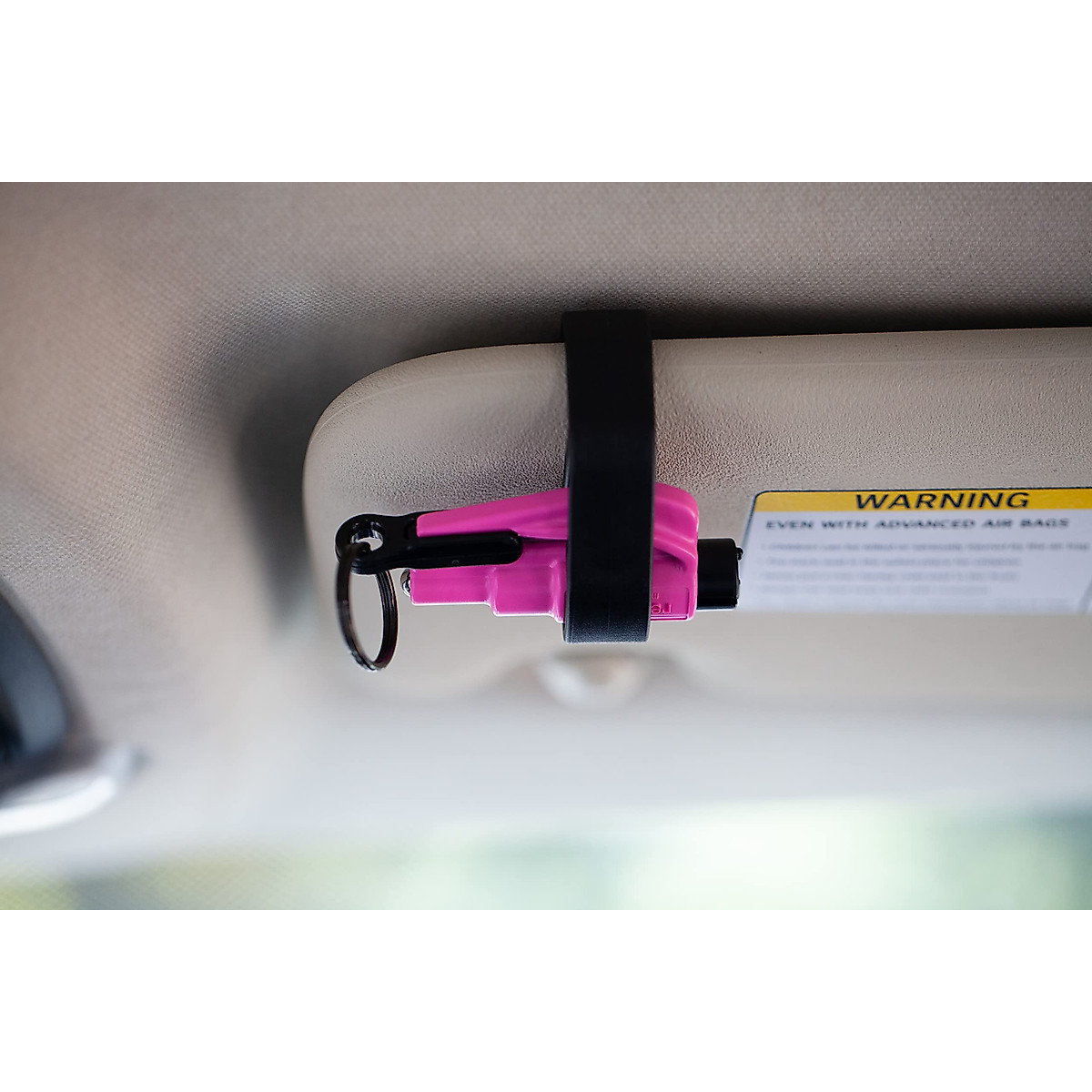 resqme Accessory Pack The Original Emergency Keychain Car Escape Tool, 2-in-1 Seatbelt Cutter and Window Breaker, Made in USA with Visor Clip, Lanyard, Keyring and Cable Tie - Pink