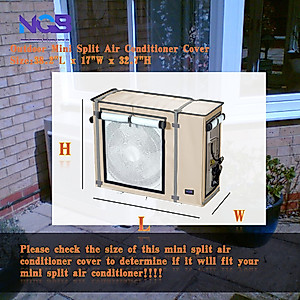 NGB Mini Split Cover for Air Conditioner Outdoor Unit,38.2 "L x17 "W x32.7"H for Ductless Air Conditioning Protected Operation Universal for Mini Split Condenser HVAC Units All Seasons.