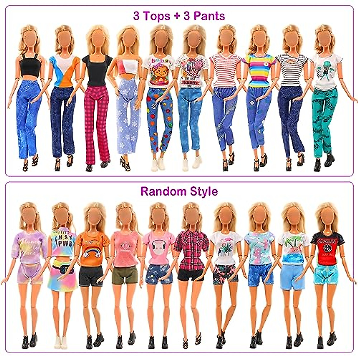 BARWA 35 Pack Doll Clothes and Accessories 5 PCS Fashion Dresses 3 PCS Gown Dresses 3 Bikini Swimsuits 5 Outfits 10 Shoes 5 Glasses for 11.5 inch Doll