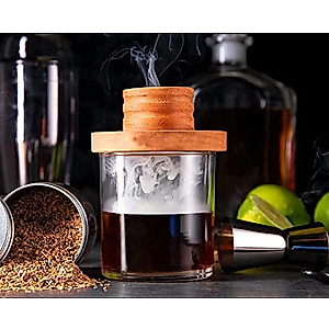 Aim Smoke Large Cocktail Smoker Kit - Chimney style Smoker with four large containers of Apple, Cinnamon, Cherry and Oak wood for Cocktails, Whiskey, & Bourbon., Black