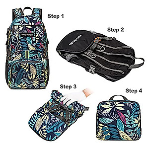 WOOMADA Packable Hiking Backpack, 35L 40L Lightweight Water Resistant Nylon Backpack Outdoor Travel Hiking Daypack（35L-Summer Leaf）