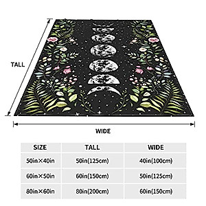 Floral Lunar Night Sky Moon Eclipse Blanket Fleece Soft Throw Blankets All Season Warm Lightweight Blankets for Bed Sofa Couch 50"X40"