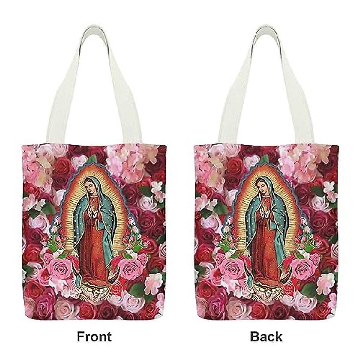 MrpsElk Our Lady of Guadalupe Virgin Mary Canvas Tote Bag Large Capacity Shopping Bag - Personalized Totes for Women Gift Bag