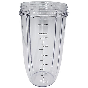 Blendin Replacement 32 Ounce Extra Large Colossal Cup Jar,Compatible with Nutribullet 600W, 900W, NB-101B, NB-101S, NB-201, NBR-0601, NBR-1201, NB9-1301, 900 Pro Series Blenders Juicers