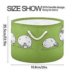linqin Funny Sheep Doing Yoga Large Collapsible Storage Basket, 20''x 14'' Nursery Basket for Toys, Pillows, Cushions in Bedroom, Living Room, Laundry Room, Home Decor