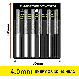6Pcs Diamond Coated Cylindrical Burr 4-5mm Chainsaw Sharpener Stone File Chain Saw Sharpening Carving Grinding Tools Silver/Gold