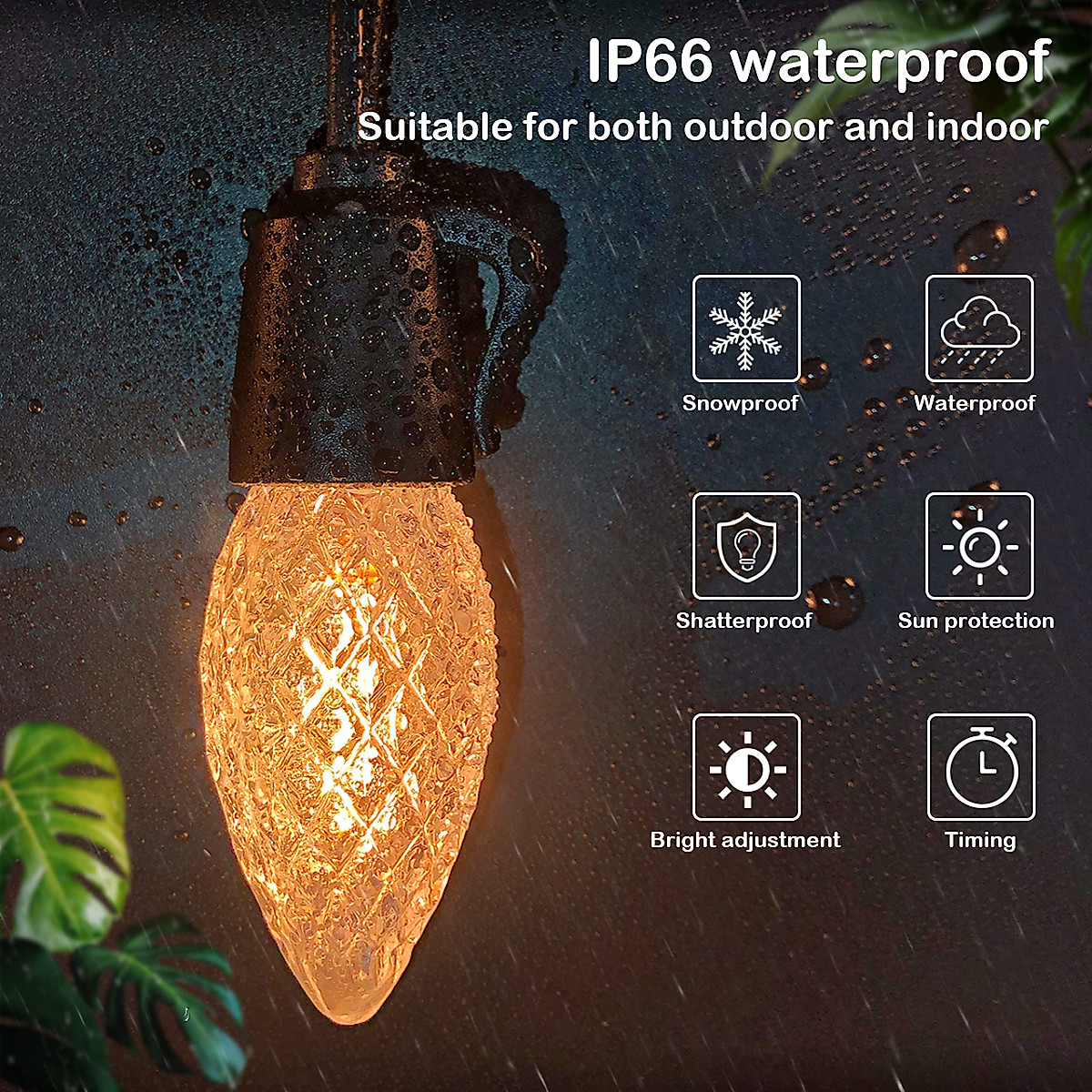 LED Outdoor String Lights With Remote Control, RGBW Patio Smart Warm Light with 20 Clear Bulbs for Patio Decorative Garden Holiday Indoor Wedding Home Decorating, Christmas Wedding Holiday Lights