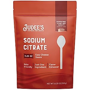 Judee’s Sodium Citrate - 11.25 oz - Keto-Friendly, Gluten-Free and Nut-Free for Cooking and Molecular Gastronomy - 100% Non-GMO - Emulsifier for Cheese Sauce - Serves as Preservative