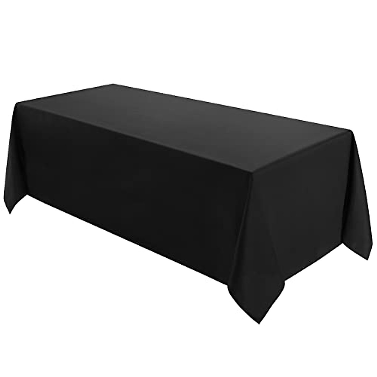 Vidafete 90*132inch Rectangle Tablecloth Polyester Table Cloth，Stain Resistant and Wrinkle Polyester Dining Table Cover for Kitchen Dinning Party Wedding Rectangular Tabletop Buffet Decoration(Black)