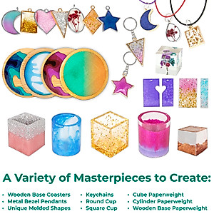 Craft It Up Epoxy Resin Kit for Beginners - Jewerly Making Kit for Kids and Adults - All in One Craft Set with Molds, Charms, Dyes, Dry Flowers & Other - DIY Gift for Girls Boys Childen Adults
